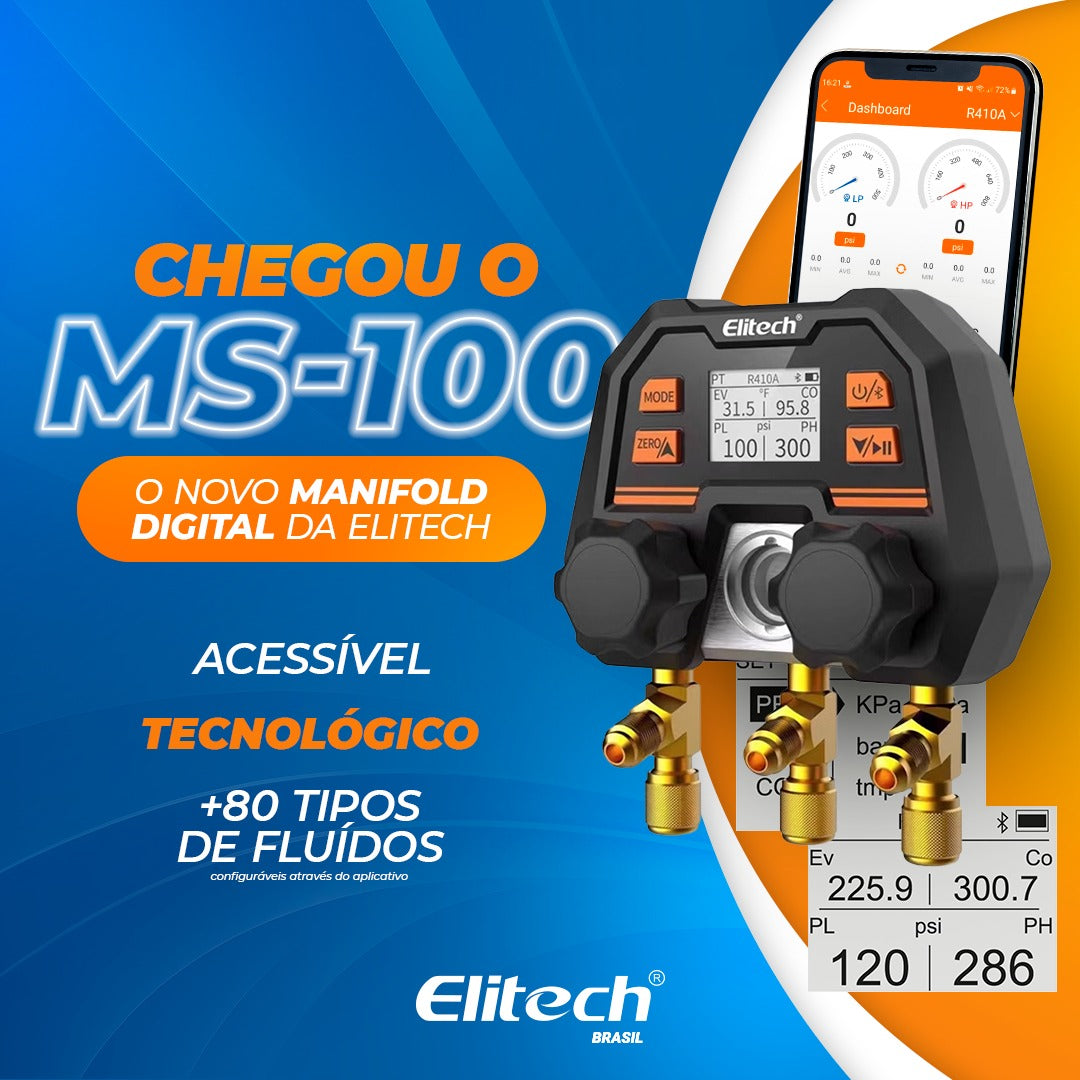 Manifold Digital 2 Vias Com Bluetooth MS-100 Elitech